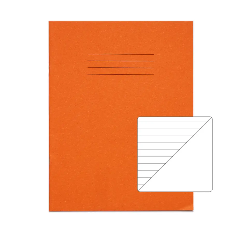 RHINO 9 x 7 Exercise Book 48 Pages - 24 Leaf Orange 8mm Lined with ...