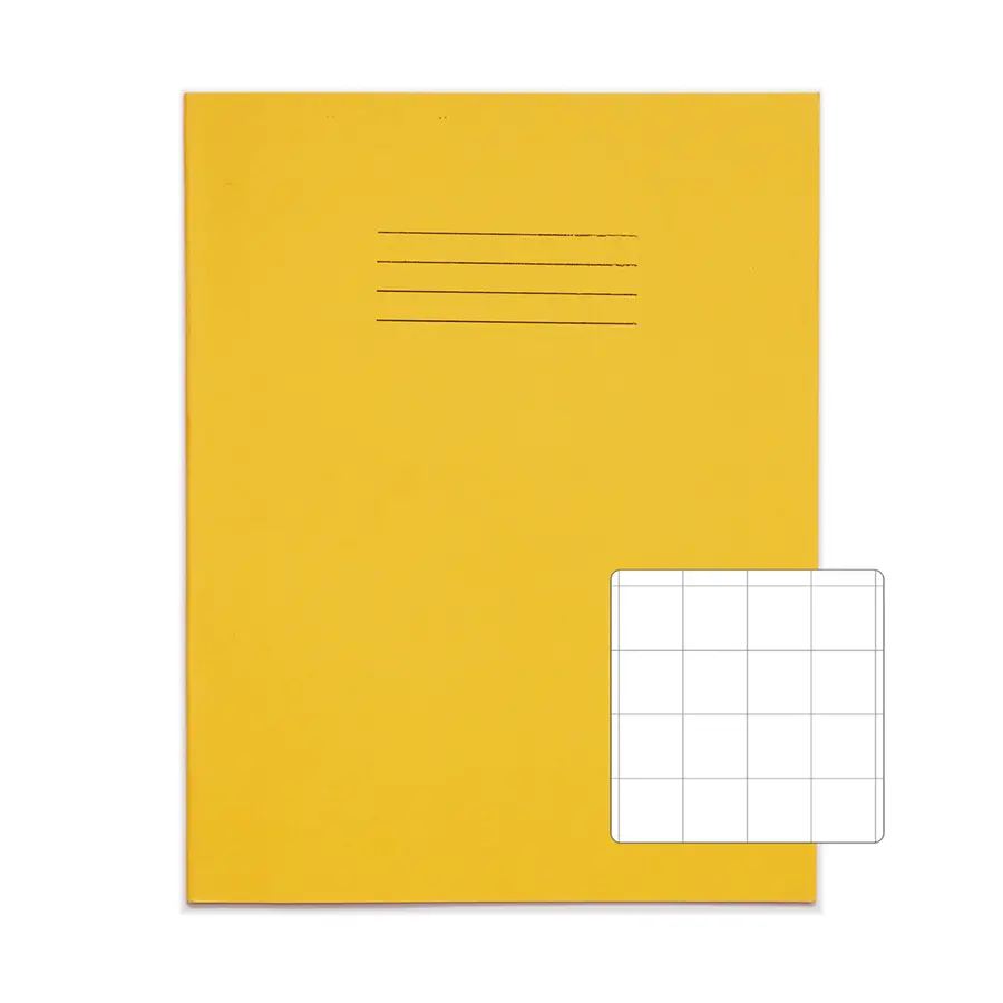 RHINO 9 x 7 Exercise Book 32 Pages - 16 Leaf Yellow 20mm Squared - OM ...