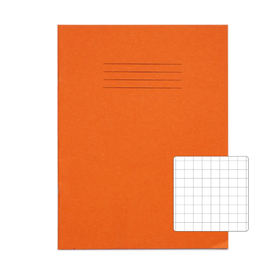 RHINO 9 x 7 Exercise Book 80 Pages - 40 Leaf Orange 10mm Squared - OM ...