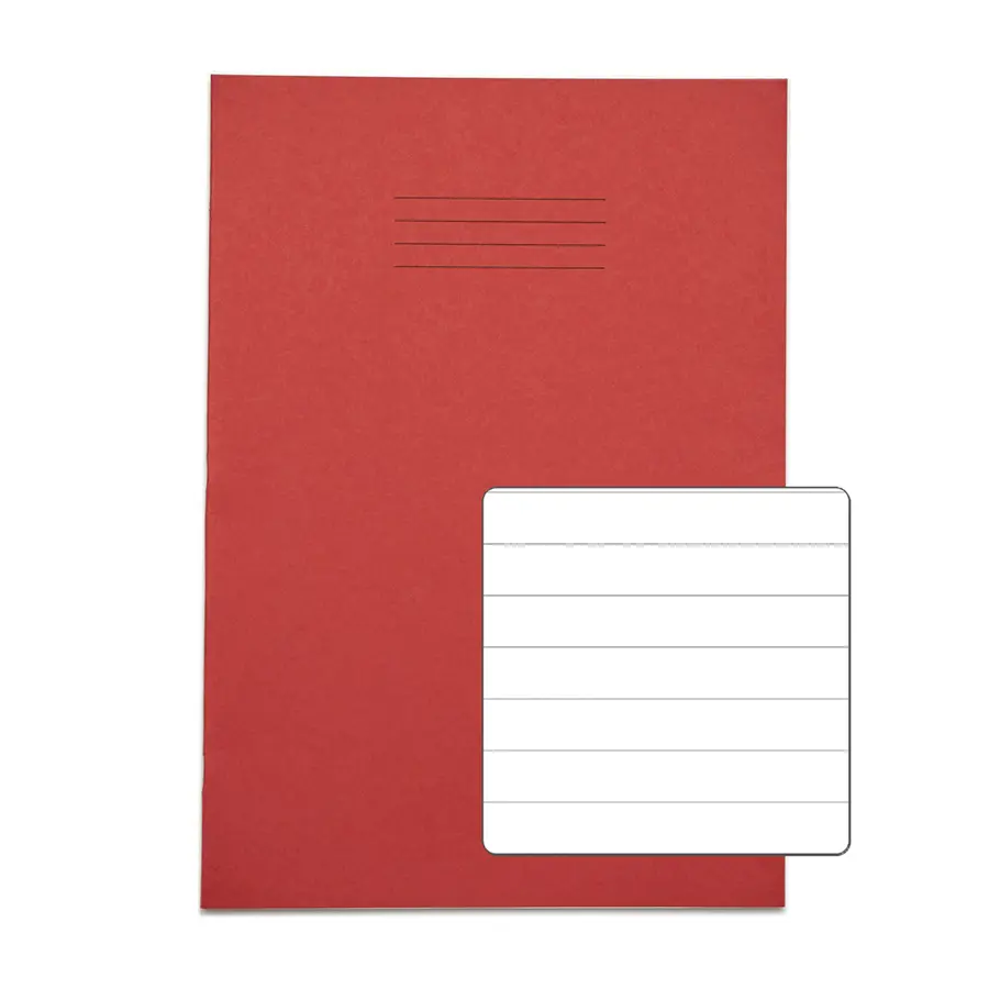 RHINO A4 Exercise Book 32 Pages - 16 Leaf Red 12mm Lined - OM Binding ...