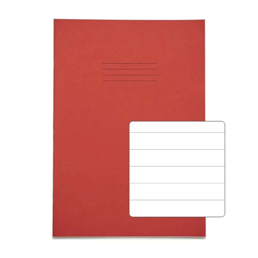 RHINO A4 Exercise Book 48 pages - 24 Leaf Red 15mm Lined - OM Binding ...