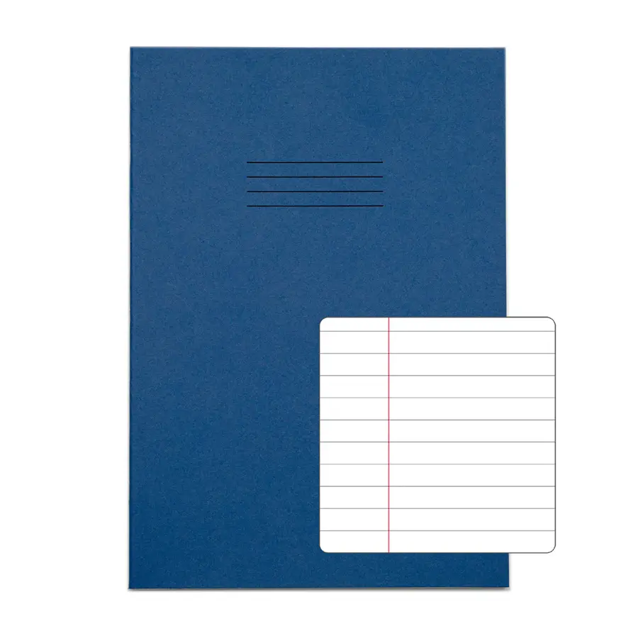 RHINO A4 Exercise Book 64 Pages - 32 Leaf Dark Blue 8mm Lined with ...