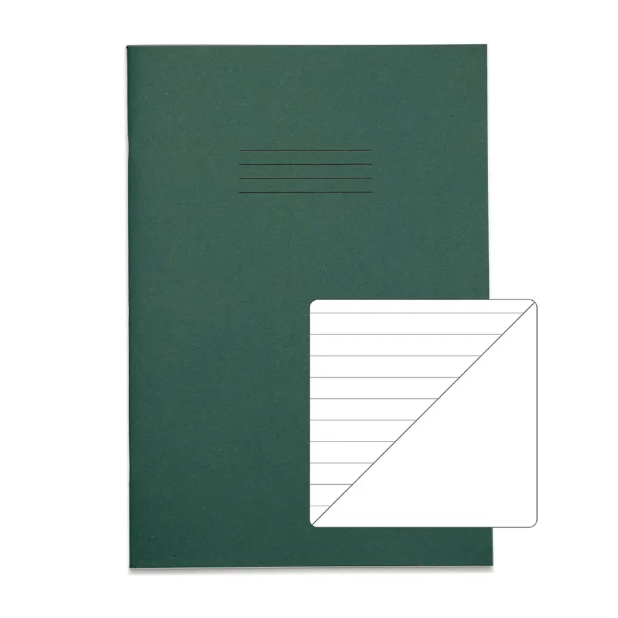 RHINO A4 Exercise Book 80 Pages - 40 Leaf Dark Green 8mm Lined with ...