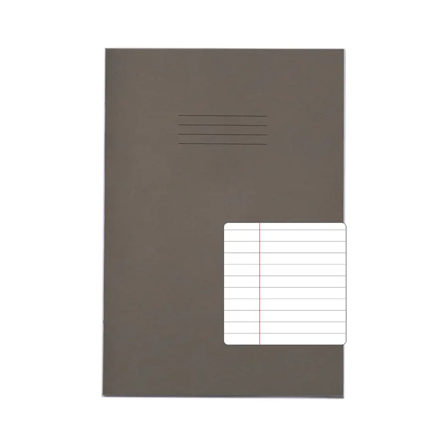 RHINO A4 Exercise Book 80 Pages - 40 Leaf Grey 8mm Lined with Margin ...