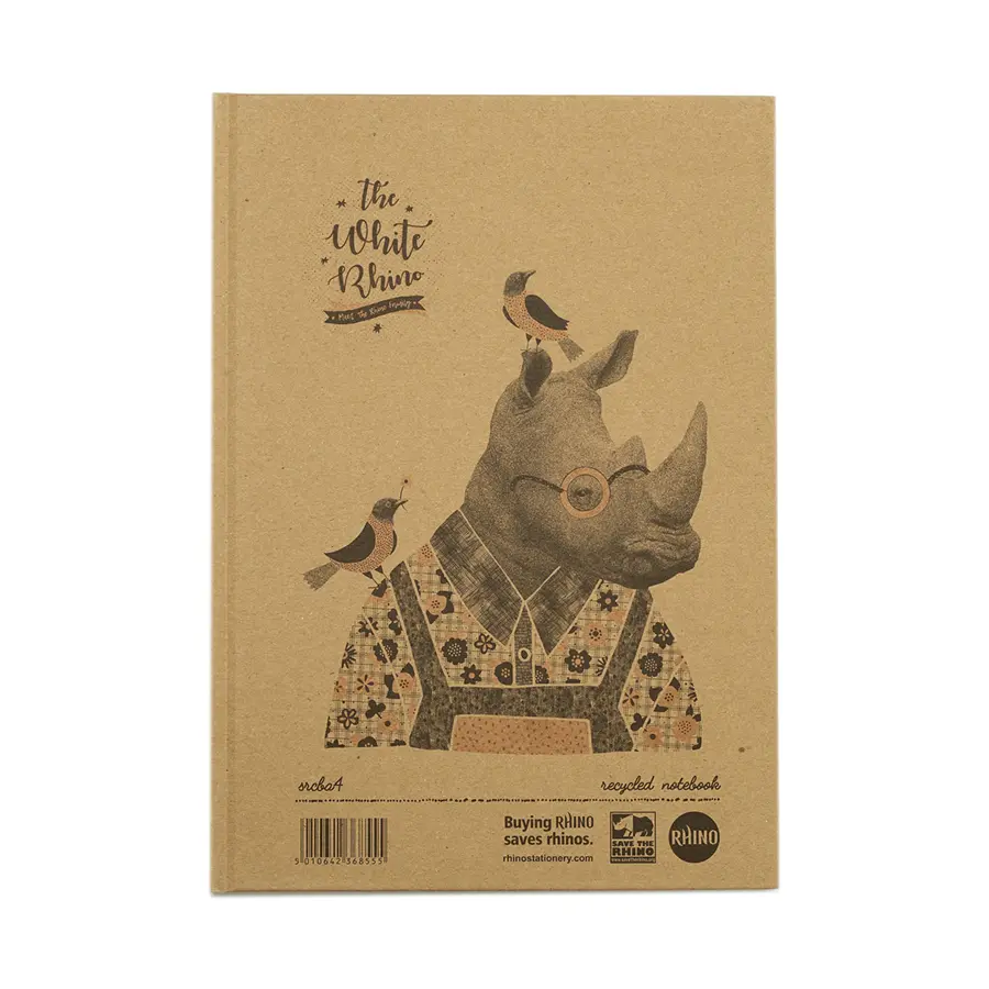 RHINO Recycled A4 Hardback Notebook 160 Pages - 80 Leaf 8mm Lined - OM ...