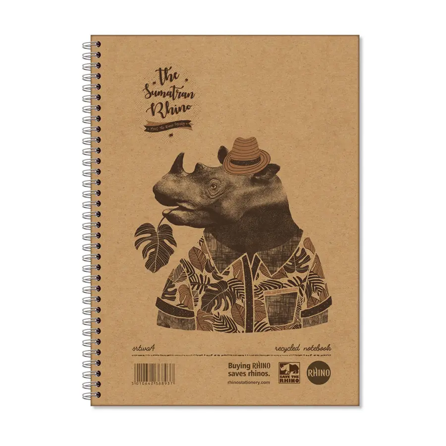 RHINO Recycled A4 Twinwire Hardback Notebook 160 Pages - 80 Leaf 8mm ...
