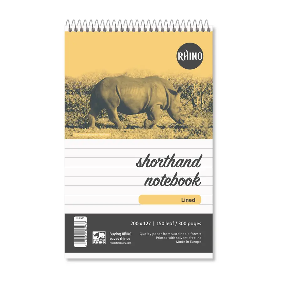 RHINO Office 200 x 127 Shorthand Notebook 300 Pages - 150 Leaf 8mm ...